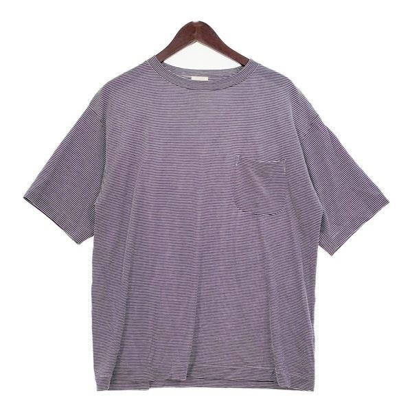 COMOLI ウール天竺 Tシャツ カットソー 半袖 T01-05006 ボーダー 胸ポケット クルーニット 21SS シンプル カジュアル