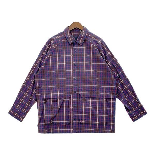 meanswhile ミーンズワイル チェック シャツ フラップ Cotton Check Overlap SH 長袖 MW-SH22204 カジュアル アウトドア