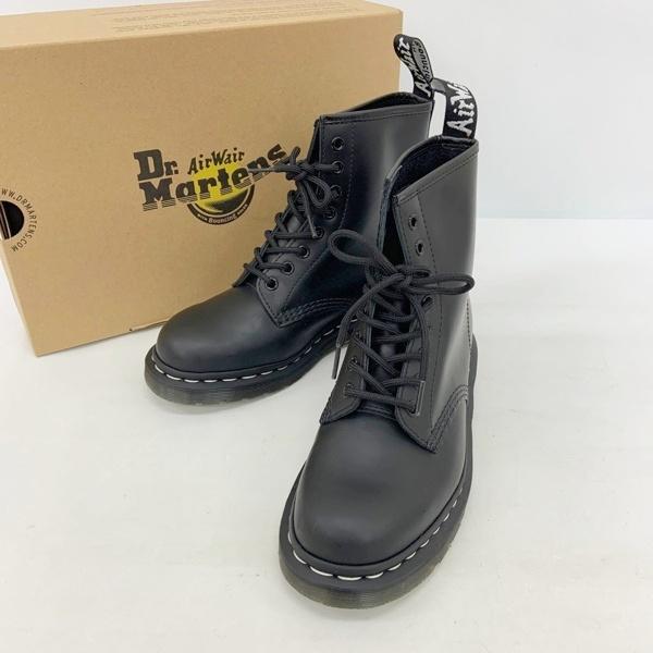 Dr.Martens ドクターマーチン 1460 WS Black Smooth 8ホール ブーツ シューズ 箱付き 美品 ホワイトステッチ レースアップ