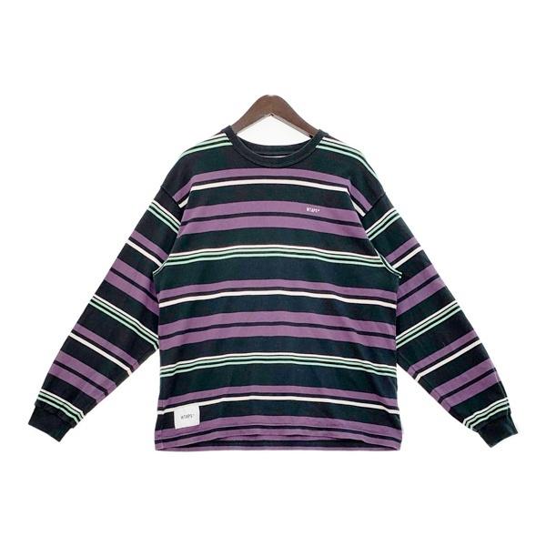 WTAPS ダブルタップス ボーダー 長袖 カットソー Tシャツ ロンT JAM LS TEE 21AW 212ATDT-CSM36 ロゴ刺繍 カジュアル