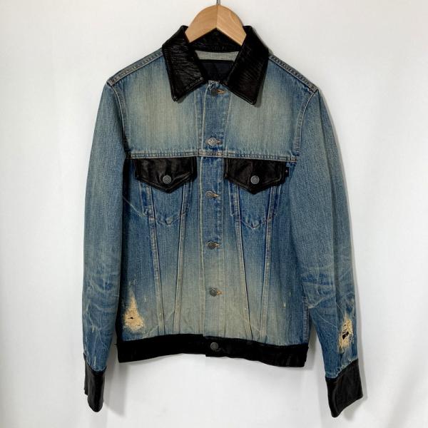 BACKBONE BACKBONE THE BASIS バックボーンザベイシス デニムジャケット BB10FW-DB40 Gジャン ジージャン ブルゾン レザー 革 異素材 ヴィンテージ加工 カジュアル