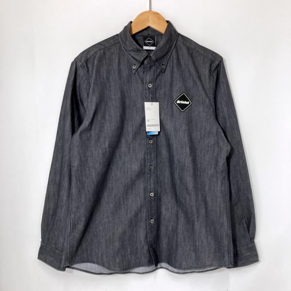 F.C.Real Bristol F.C.R.B. エフシーレアルブリストル エフシーアールビー クールマックスエンブレム ボタンダウンシャツ FCRB-190069 美品 長袖 デニム生地 コットン ロゴ 無地 カジュアル