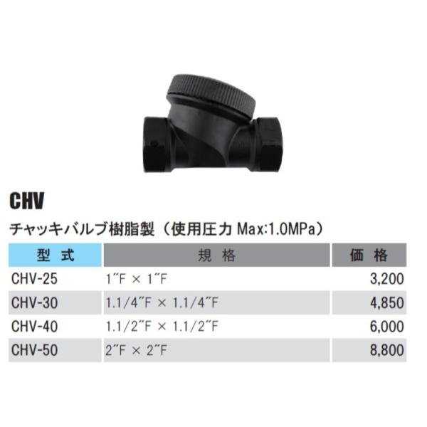 チャッキバルブ樹脂製（使用圧力Max:1.0MPa）CHV-30 1.1/4"F × 1.1/4"F