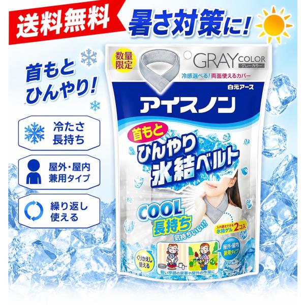 アイスノン 首もとひんやり氷結ベルト（JAN：4902407024411）【商品説明】暑い季節の熱中症対策や屋外作業、通勤・通学、スポーツ、レジャーに最適な「アイスノン 首もとひんやり氷結ベルト」です。冷凍庫で凍らせた氷結ゲルが首もとをしっ...