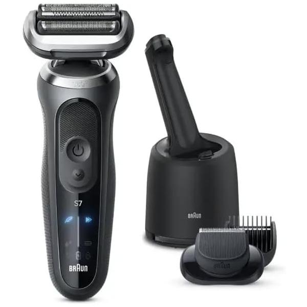 BRAUN(ブラウン)　密着シリーズ7 充電式シェーバー72-G7500cc グレー●ブラウン シリーズ7 72-G7500ccは忙しい朝でも早ぞり、剃り残しゼロを叶える男性用電気シェーバー。●360°密着システム搭載。究極の密着性で肌に密...
