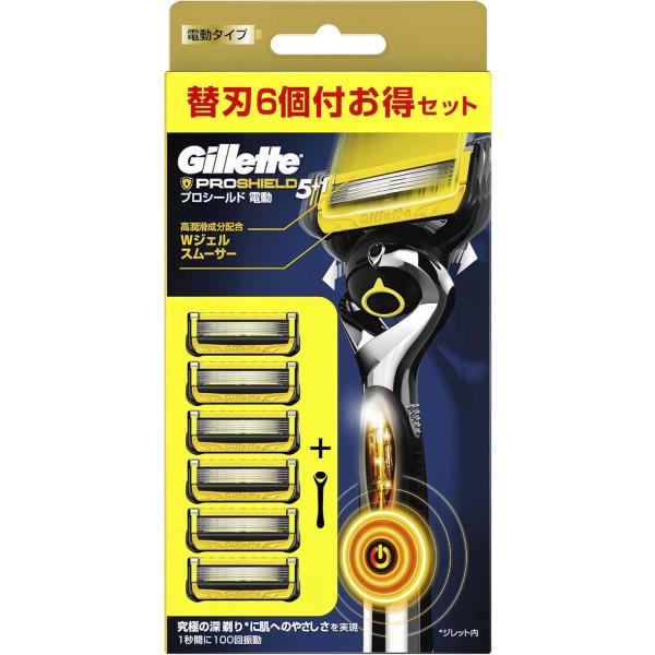 【商品仕様】メーカー：P&amp;Gブランド：Gillette（ジレット）シリーズ：プロシールド パワータイプ：電動ホルダー刃数：5枚刃JANコード：4987176032546ジレット独自の技術を結集した、深剃りと快適性を兼ね備えたプレミア...