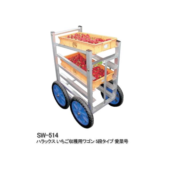 いちご収穫用ワゴン 5段タイプ。1段毎に分かれていますので安心して出し入れできます。1番上段が手前に傾斜していますので、イチゴを手前から安定させて入れられます。また、下4段が前方へ傾斜していますので、収穫したイチゴが安定します。■商品名ハラ...