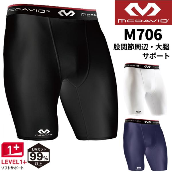 股関節周辺・大腿を適度にサポート・適度なコンプレッションで疲労を軽減・優れた伸縮性・運動追随性・フィット性を備えたhDcファブリック・hDc機能搭載・UVカット99%以上●商品名　McDavid マクダビッド コンプレッション ショーツ ユ...