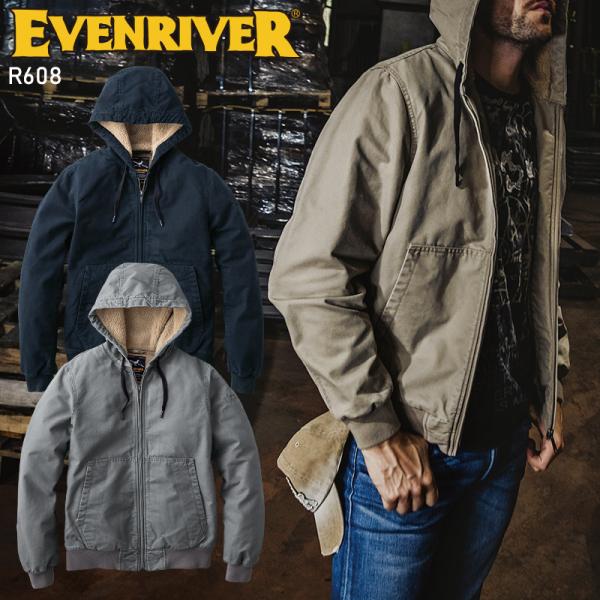 イーブンリバー EVENRIVER  r608コットン裏ボアフーディジャケット■シーズン秋冬用■素材綿100%リブ：ポリエステル99%・ポリウレタン1%ポリエステル100%■機能綿100%裏ボア◆「サイズ×カラー」の項目が×になっている部分...