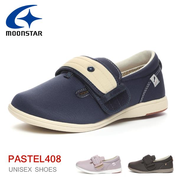 WIDTH：4EUPPER：ストレッチ素材SOLE：EVA/合成ゴム---------------------------------------ムーンスター PASTEL パステル 408 レディース メンズ 介護シューズ 介護 靴 マジ...