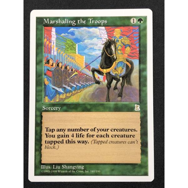 〇Magic: The Gathering【ポータル三国志】収録●レアリティ:レア●カード名：軍勢の整列/Marshaling the Troops好きな数の、あなたがコントロールするアンタップ状態のクリーチャーをタップする。これによりタッ...