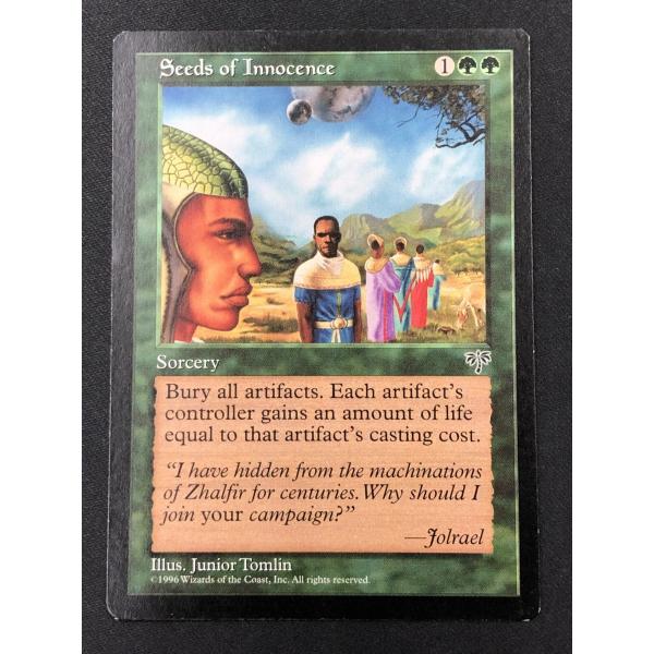 〇Magic: The Gathering【ミラージュ】収録●レアリティ:レア●カード名：無垢への回帰/Seeds of Innocenceすべてのアーティファクトを破壊する。それらは再生できない。それらの各アーティファクトのコントローラー...