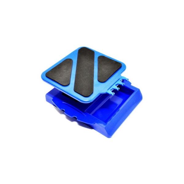 1/8-1/10サイズで使用するメンテナンススタンドです！回転式となっているのでタイヤの取り外しにも便利で作業もはかどります。コンパクトに収納できる組立てタイプで主に1/10サイズに対応しているダンパースタンドも付属しています。