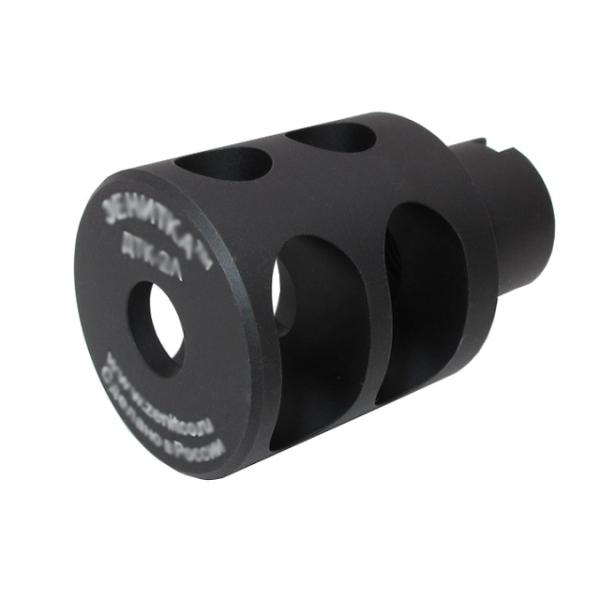 This muzzle blast is made by precision CNC machines.  It is made of 6063 aluminium with -M14 thread, and has matt black ...