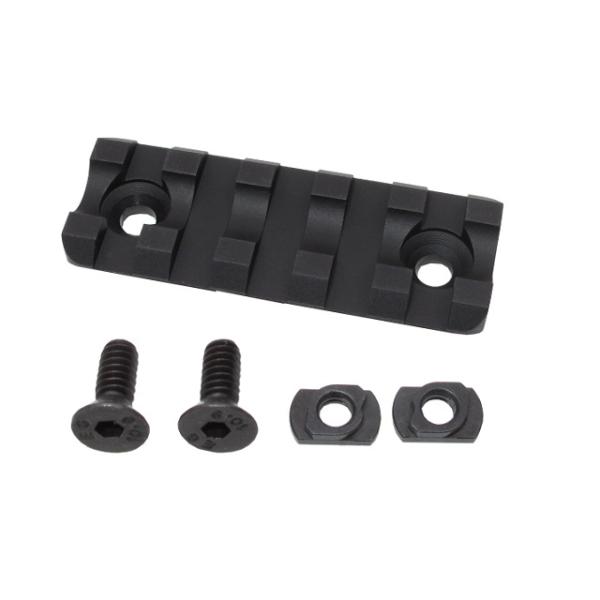 This rail is a 5 slots M-lok with steel screws and nuts.  It is made by precision CNC machines.  It is perfectly fit sta...