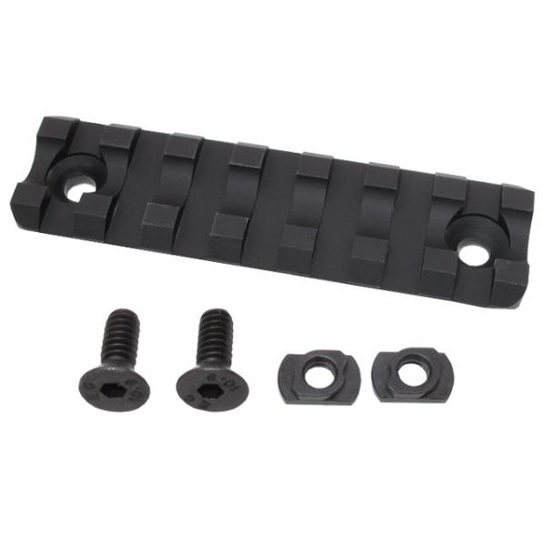 This rail is a 7 slots M-lok with steel screws and nuts.  It is made by precision CNC machines.  It is perfectly fit sta...