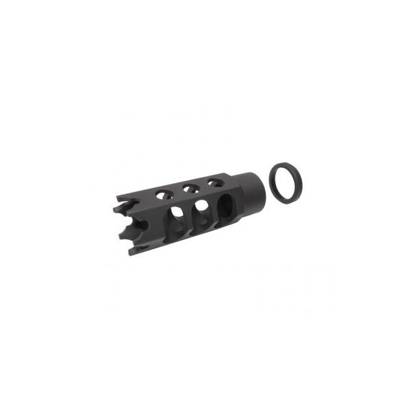 This 6061 aluminium muzzle brake is made by precision CNC machines, and has matt black hardcoat-anodized finishing.  It ...