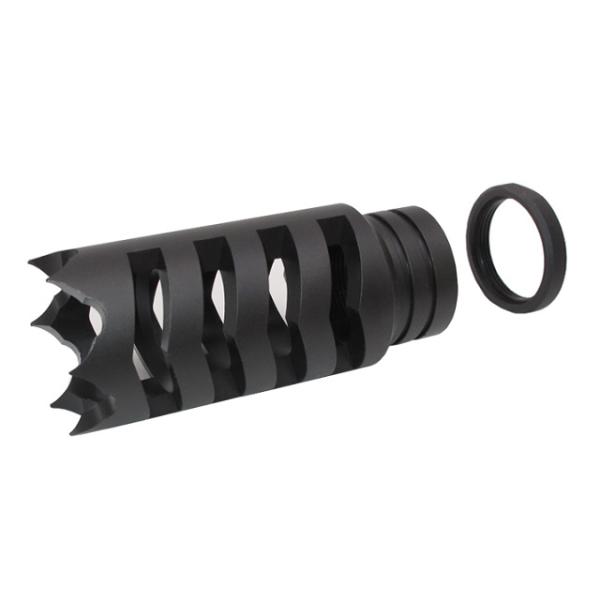 This steel muzzle brake is made by precision CNC machines, and it has matt black finishing.  It fits Saiga 12K (Marui) o...