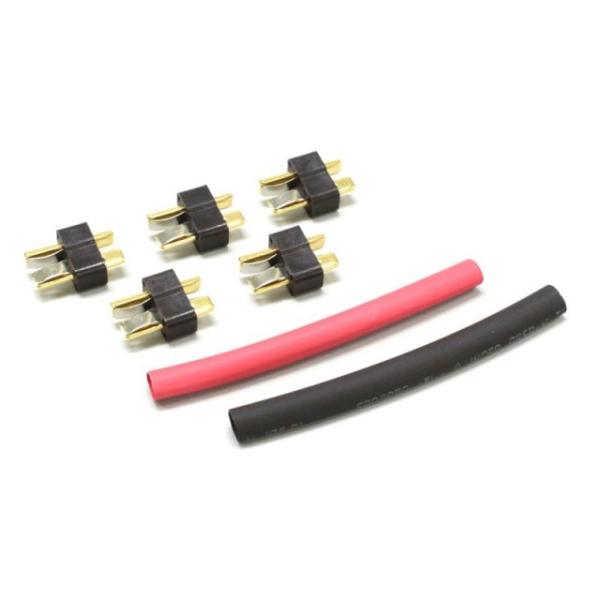 電動の動力用として定番化している24K　ゴールドメッキの2Pプラグ　オス、5個セット。■24K　ゴールドメッキメッキ採用。■A Type（オス)、5ヶ入り。■ブラック、レッドの各色のシュリンクチュウブ付随。