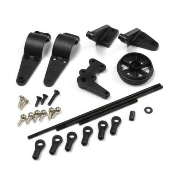 マッドクラッシャー用オプションパーツ。小回りが苦手なモンスタートラックのリヤセクションにステアリングユニットを取り付けることで4WS化。狭い場所での旋回性も増し走行場所が拡大。※スタビライザーセット（No,MAW024）との併用での取り付け...