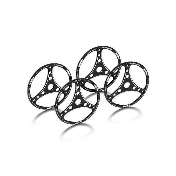 CNC-machined premium-quality aluminum set-up wheels for 1/8 GT cars allow for perfectly precise and repeatable set-up ad...