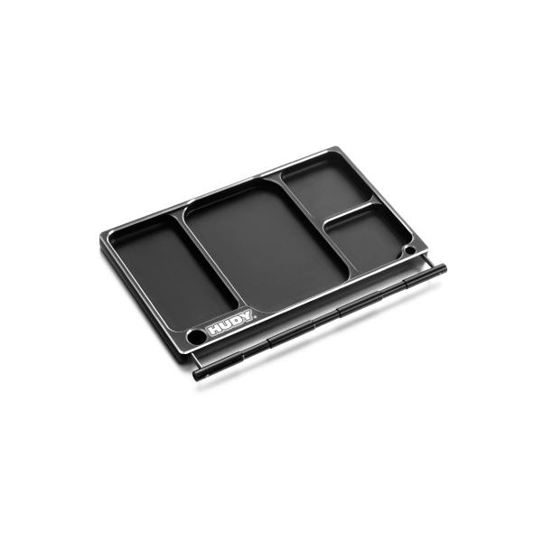 Professional, ultra-compact work tray for accessories, Pit LED, and mobile phone. CNC-machined from 1-piece aircraft alu...