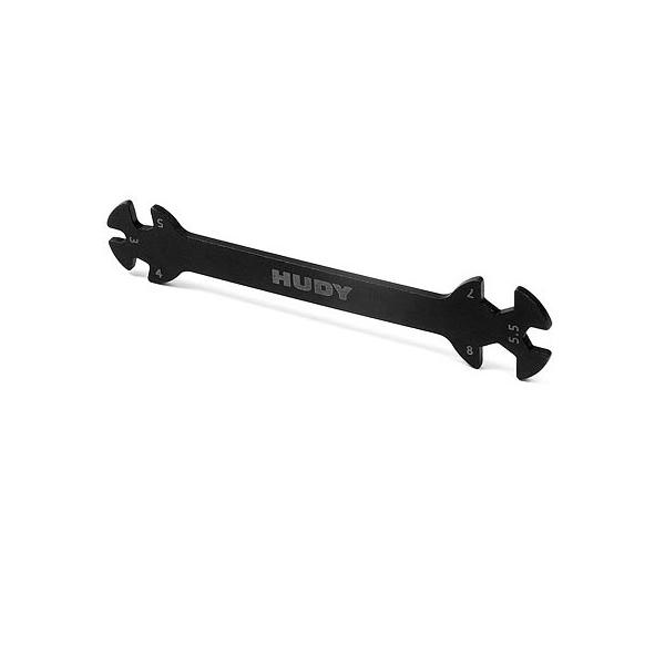 Handy multi-turnbuckle tool designed to fit turnbuckles and nuts: 3.0, 4.0, 5.0, 5.5, 7.0, 8.0mm.