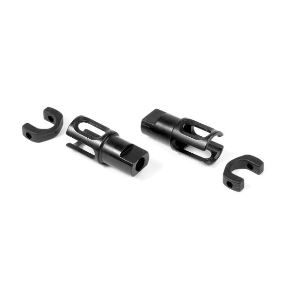 CNC-machined drive shaft adapters for #305184/305188 XRAY Composite Solid Axle, made from HUDY Spring Steel.The drivesha...