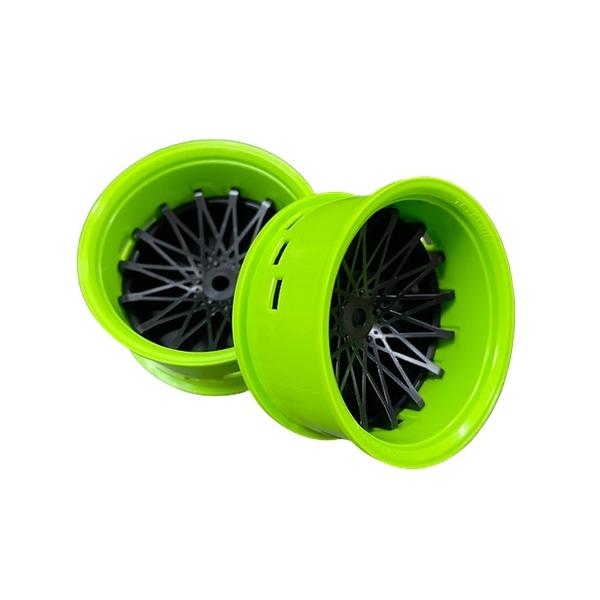 RIM-01（グリーン）×2DISK / ダリア（ブラック）RIM-01(Fluorescence Green)DISK Dahlia（Solid Black）3mm / 6mm / 9mm世界１普及している1/10ラジコン用２ピースホイー...