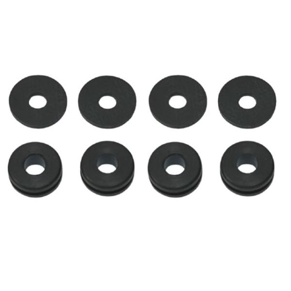 オイルダンパーのストローク規制に最適な製品です。＊路面とシャーシの接触を防ぎ、蹴り出しアップ＊ダンパーのセッティング幅が広がります＊２種のラバーをセットにしました厚み2種 各4個入り