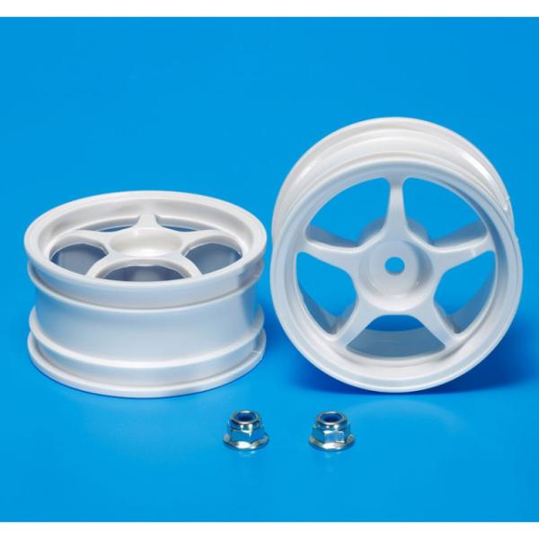 【RCカーの性能アップやセッティングに役立つパーツです】スタイリッシュで軽量に仕上げた5本スポークタイプのホイールです。カラーは白。オフセット+2?。ナローサイズタイヤ、インナーと組み合わせて使用ください。【基本スペック】26mm幅ナローサ...