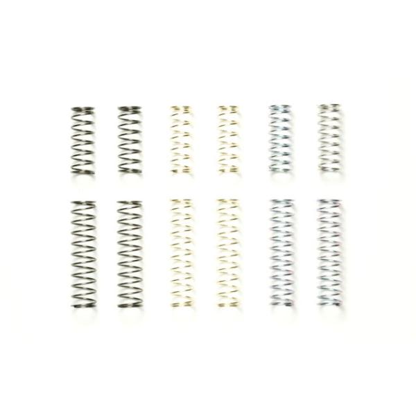 RCのチューニングの基本であるサスペンションのセッティングの幅を広げ、より高次元の走行を可能にします。ジャンプやギャップなどの衝撃を吸収して走行安定性を高めます。セッティングスプリングは前後それぞれ、ソフト（黒）、ミディアム（金）、ハード（...