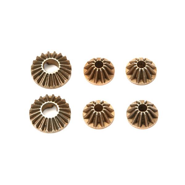 標準の樹脂製ベベルギヤ(GV1、GV2)に換えて使用します。ギヤの強度を高めた金属製にすることでギヤの耐摩耗性を上げ、歯欠けのトラブルを防ぎギヤ交換のメンテナンスサイクルを伸ばします。TA05 ver.llシャーシの場合… 54312と併用...