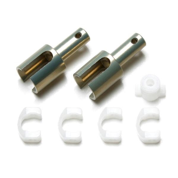 駆動系の軽量化に効果的なアルミ製デフジョイントカップ。ピンプロテクターも付いて、カップとシャフトの摩耗を防ぎます。【適応車種・パーツ】TA06 PRO、TA06、FF-03Rシャーシ