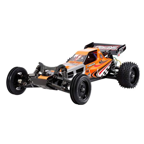 ロングホイールベース・ワイドトレッドにより高い走行安定性を発揮するDT-03シャーシ採用のニューバギーが登場です。実車を思わせるシャープなフォルムが特徴。足まわりは接地性にすぐれた4輪ダブルウィッシュボーン。ブラックカラーのスターディッシュ...