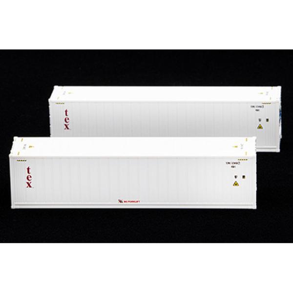 ・製品は塗装済み完成品で1/150 Nゲージサイズの2個入りです。・冷凍機部分を細密な彫刻で再現。・パーツは市販のコンテナ貨車に積載可能な構造。・冷凍・冷蔵コンテナ専用のロゴマーク(白地にマゼンタ)と、各部マーキング類は高精度なUV印刷で再現。