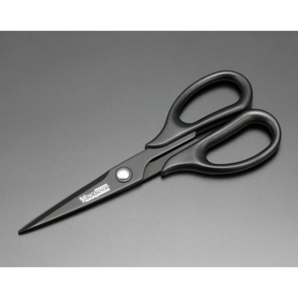 デカールやインナースポンジを切るときに便利な、フッ素加工を施したハサミです。通常の事務用ハサミよりも刃の精度が高く、驚くほどの切れ味です。もちろんフッ素加工ですのでデカールのノリ残りが少なく、快適に作業することができます。刃長160mm。