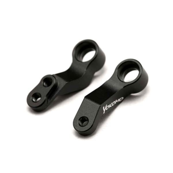 YZ-2 DTM3とCAL3のステアリングに使えるアルミ製ベルクランク(左右セット)です。標準の樹脂製よりも剛性が高まるので、よりリニアでレスポンスの良いステアリングに仕上げることが可能です。