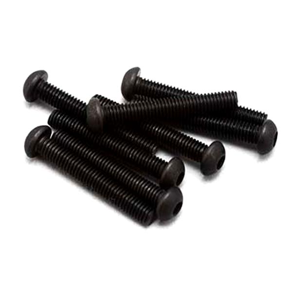 スチール製のボタンヘッドビス各種です。3ミリのISO規格ネジで、長さはネジ頭を除いたネジ部の全長を表します。ネジの締め込みには2mmサイズの六角レンチが必要です。