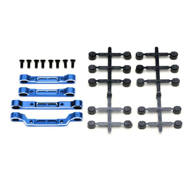 RD2.0用の走行性能をさらに高めるアルミ製サスマウントセットです。フロント用は43.5mm基準のB幅、リヤ用は前側、後ろ側共に57.2mm基準のD幅ですが、サスマウントブッシュの変更によりサスピンの幅を微調整することが可能です。また、サス...