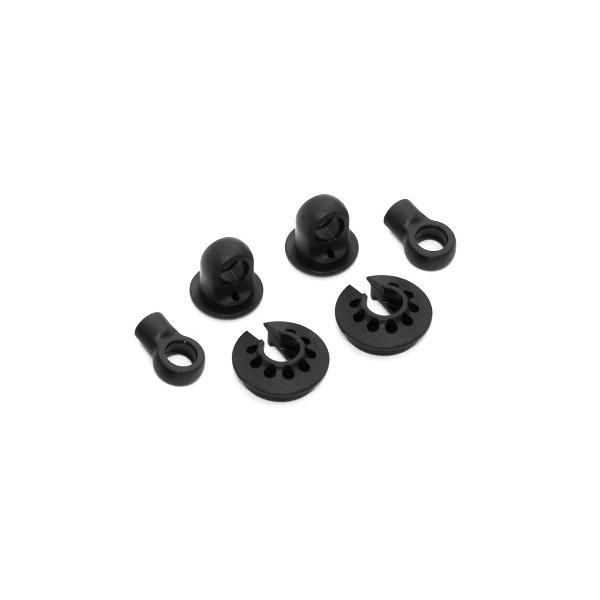 One frame containing composite parts (except pistons) for two T4 &amp; X4 ULP aluminum shock absorbers. These shock part...