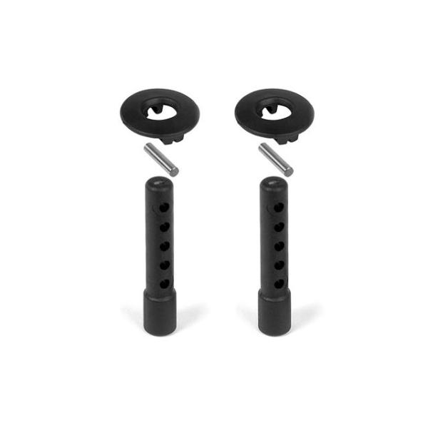 Heavy-duty body post set for XRAY XII made from molded composite material. Includes posts, body holder plates and pins. ...
