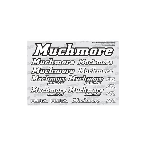 Muchmore Racing　ロゴデカールは、製造時にカットラインを入れてあるので煩わしいカット作業が不要です。台紙から剥がしてボディに貼るだけで、トップドライバーやワークスカーのようにカラーリングとマッチした美しいボディに仕上がります。...