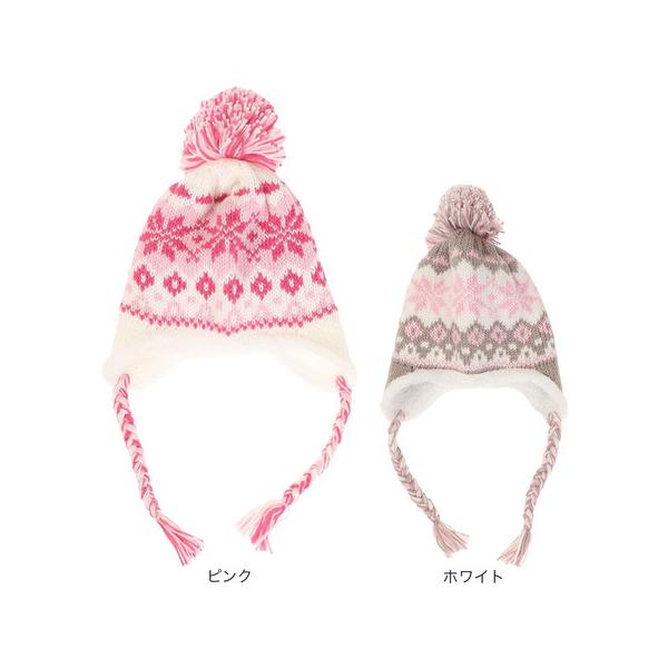 ヴィクトリア ビクトリア サーフ&amp;スノー Victoria Surf&amp;Snow ウィンター衣料小物 帽子 ぼうし ニット帽 ビーニー ポンポン ボンボン 耳あて アーガイル柄 かわいい ピンク PINK 雪遊び アウトドア ...