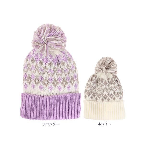ヴィクトリア ビクトリア サーフ&amp;スノー Victoria Surf&amp;Snow ウィンター衣料小物 帽子 ぼうし ニット帽 ビーニー ポンポン ボンボン アーガイル柄 かわいい 紫 むらさき パープル ラベンダー 雪遊び ア...