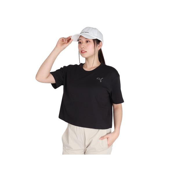プーマ PUMA スーパースポーツゼビオ ゼビオ Super Sports XEBIO スポーツカットソー 半袖Tシャツ Lady's Ladys レディース れでぃーす 女性 スポーツアパレル スポーツウェア トップス 黒 ブラック 通勤...