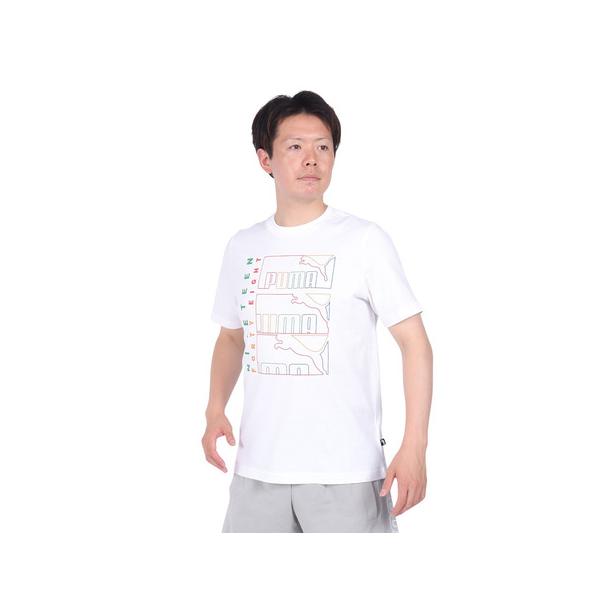 プーマ PUMA スーパースポーツゼビオ ゼビオ Super Sports XEBIO スポーツカットソー 半袖Tシャツ Men's Mens メンズ めんず 男性 スポーツアパレル スポーツウェア トップス 白 ホワイト 通勤 普段着 部...