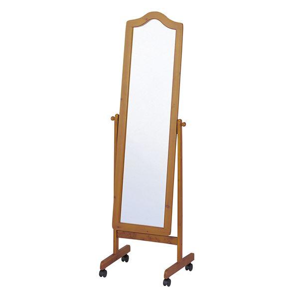 【商品名】 木製 スタンドミラー/全身姿見鏡 【ブラウン】 幅495×奥行395×高さ1510mm 飛散防止加工 キャスター付き 組立品 【ジャンル・特徴】 天然木製フレーム スタンドミラー 全身姿見鏡 飛散防止 キャスター リビング ベッ...