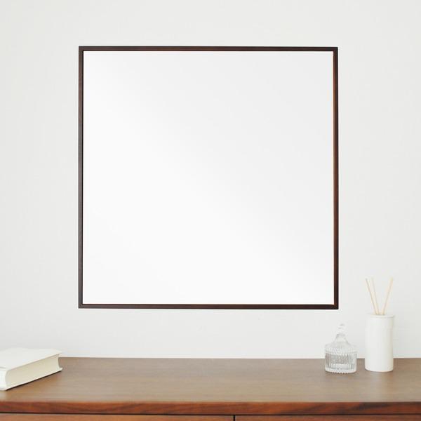 【商品名】 細枠正方形ウォールミラー幅60cm (ブラウン/茶) 天然木 鏡 スリム 高級感 木製 飛散防止加工 壁掛け オシャレ 北欧風 玄関 トイレ 洗面 日本製 完成品 NK-10 【ジャンル・特徴】 ウォールミラー ウォール ミラー...