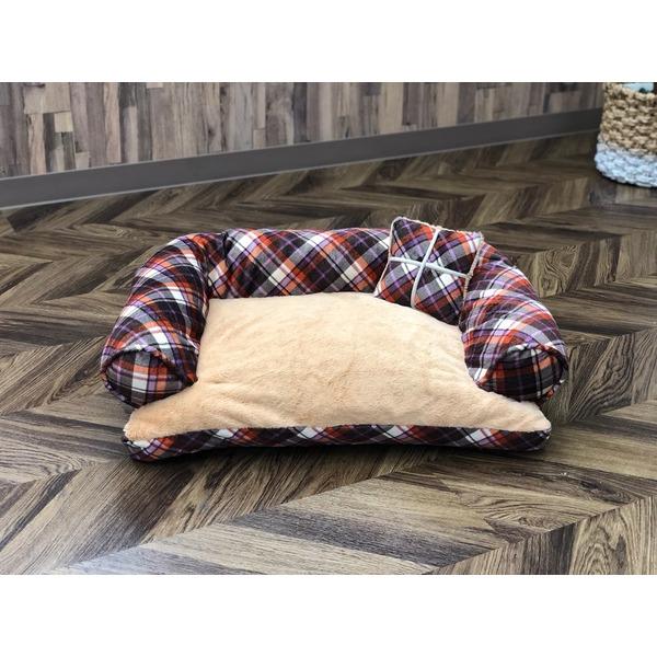 【商品名】 Pet Bed（ペットベッド）あご置きクッション付き パープル×キャメル  [ EF-PT06PUCA ]